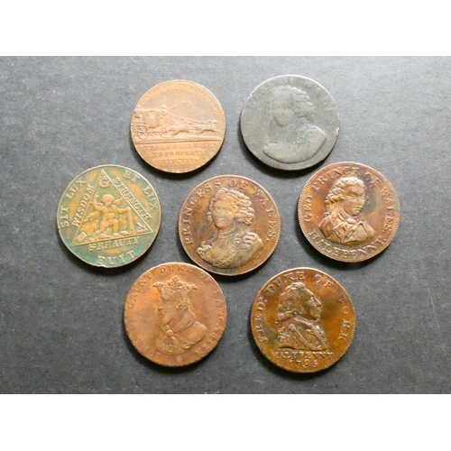 TOKENS. 18th Century tradesmen's Halfpenny tokens, Middlesex x7 ...