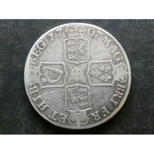 COIN. United Kingdom, Anne (1702-1714), silver Crown, 1707, post-union ...