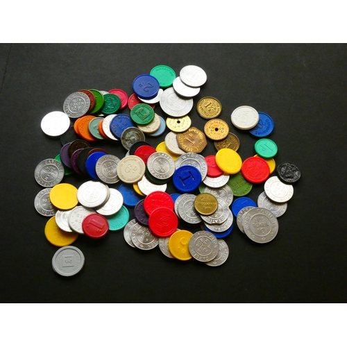 TOKENS. Transport tokens, United Kingdom, large collection of plastic ...