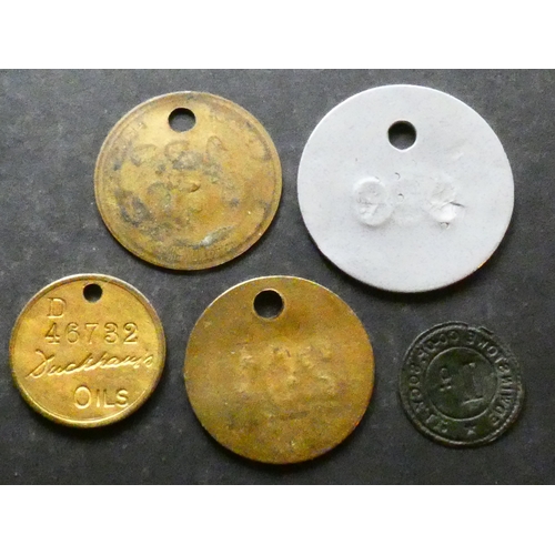 TOKENS. Various, including lamp check; N.C.B. MARKHAM (Staveley ...