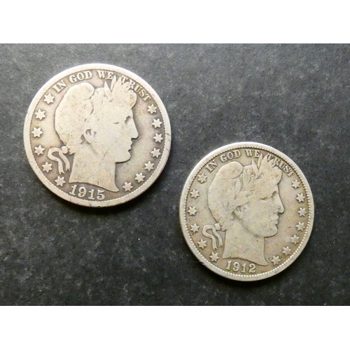 COINS. United States of America, 2x silver 50 Cents, Barber type, KM116 ...