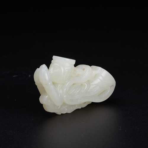 A white jade carving 'Apsara', Qing Dynastythe flying deity dressed in ...