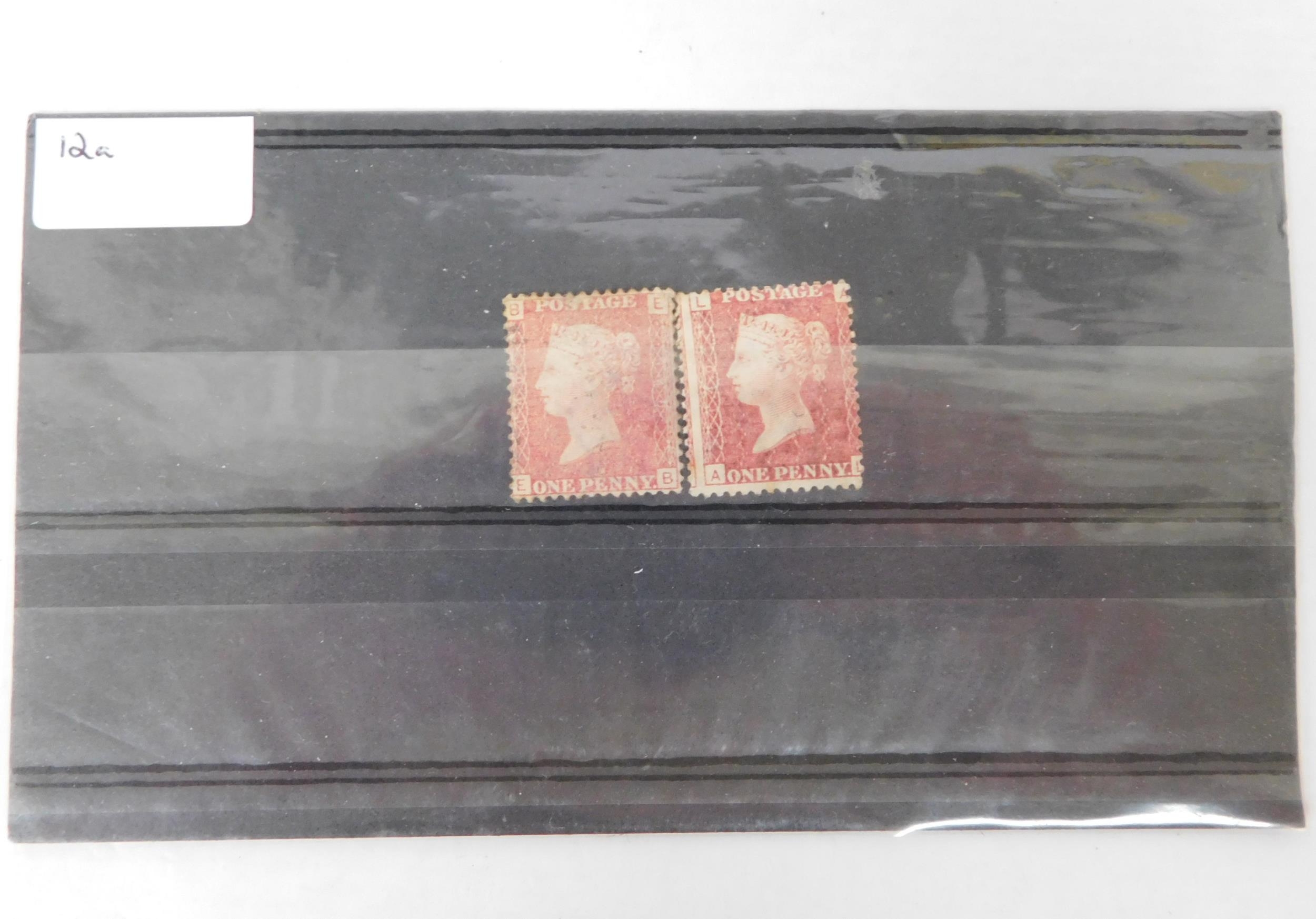 Antique Victorian - Penny Red stamps - with pale number