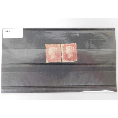 Antique Victorian - Penny Red stamps - with pale number