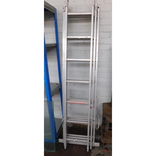 Three tier 7 rung aluminium ladders - as new