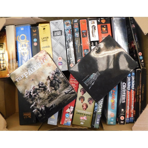 Box of DVDs and box sets