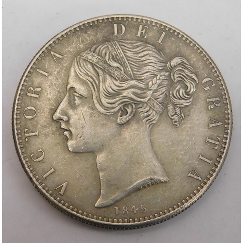 Antique Victorian era - silver Crown coin/dated 1845
