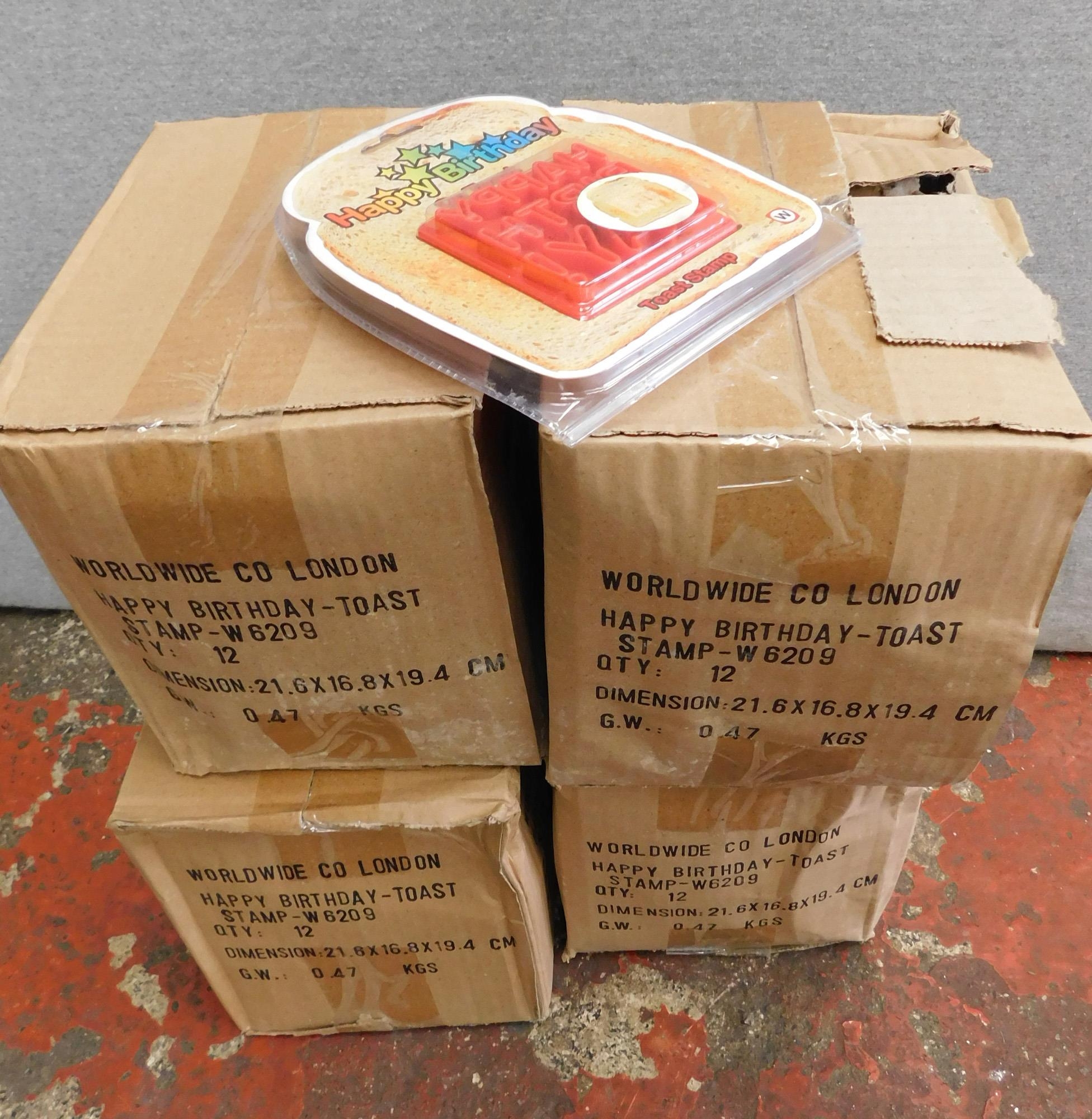 Four boxes of 12 Happy Birthday toast stamps