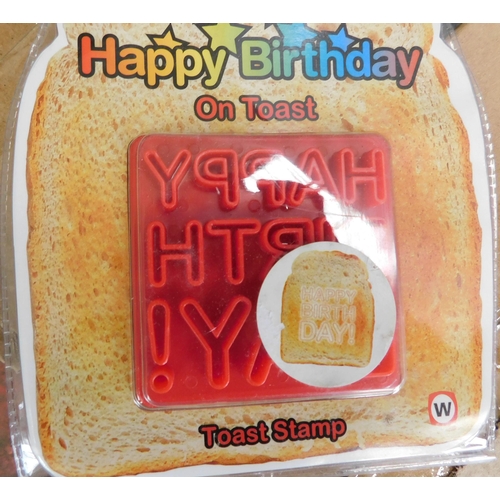 Four boxes of 12 Happy Birthday toast stamps