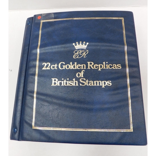 Stamp album/containing - 22ct gold/replica stamps