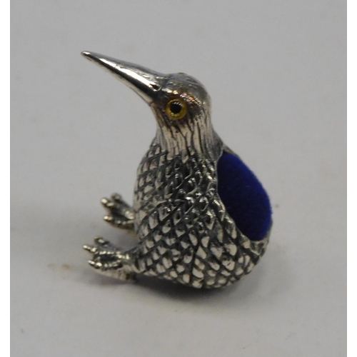 Silver kiwi bird pin cushion