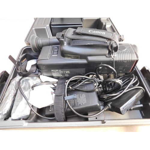 Canon E77 8mm video camera and recorder in case with charger etc.