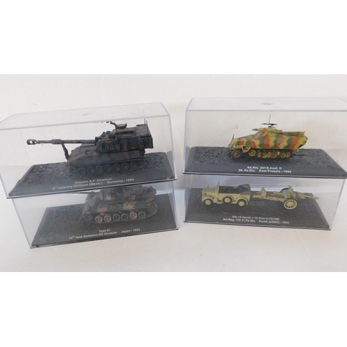 Four boxed tank models