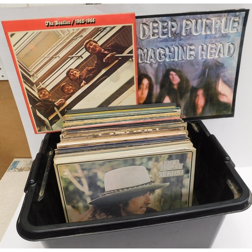 Box of LP records - incl. Deep Purple, Beatles, Pink Floyd etc.
