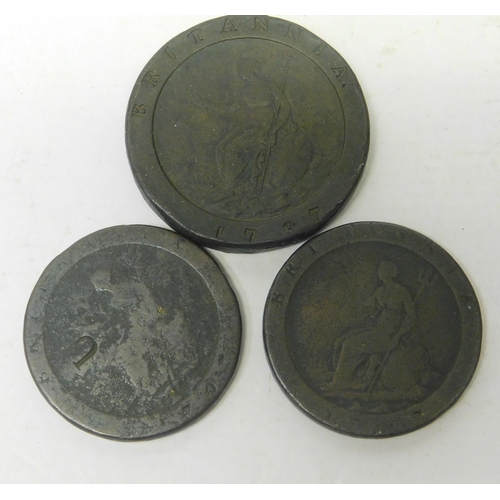 Three antique Cartwheel coins