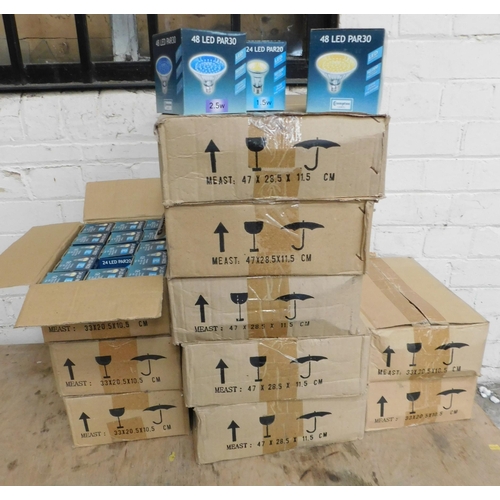 10 full boxes of light bulbs