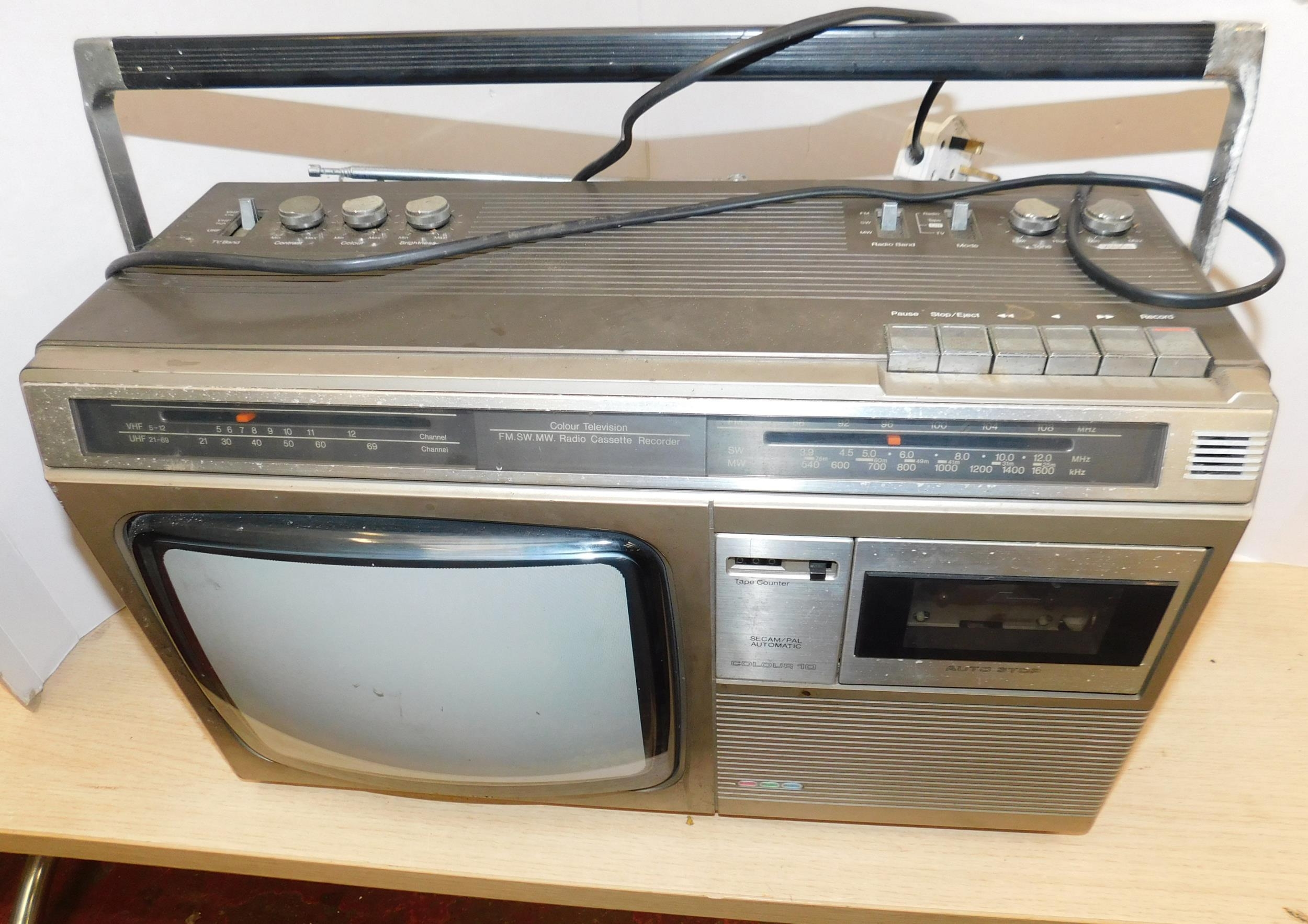 Vintage Sharp solid state colour TV - radio/cassette