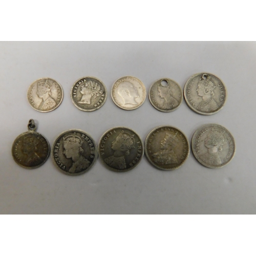 10x Silver Indian coins 1841-1918