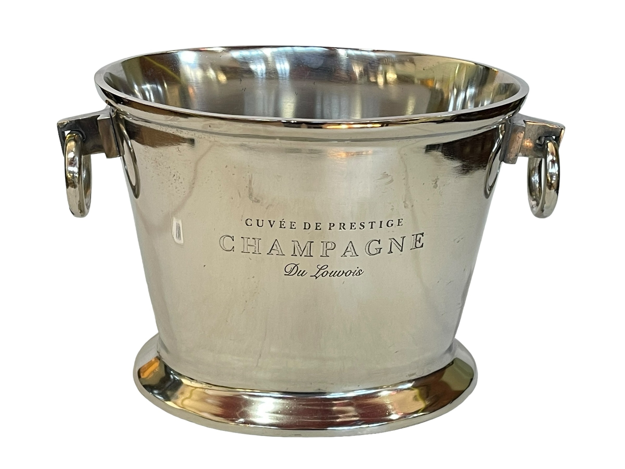 Champagne bucket marked 'Cuvee De Prestige Du Louvois', 25cm.