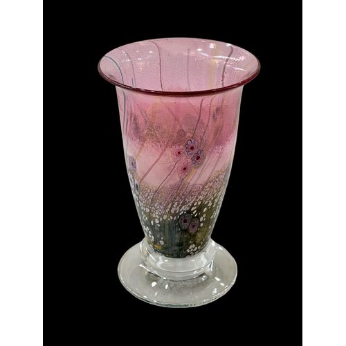 Jonathan Harris Studio Glass Wilderness Pink fluted vase dated 2003, 15 ...