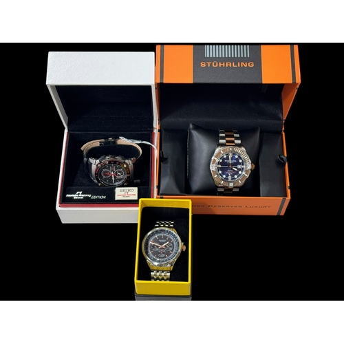 Stuhrling Original Astral Professional Diver watch, together with Seiko ...