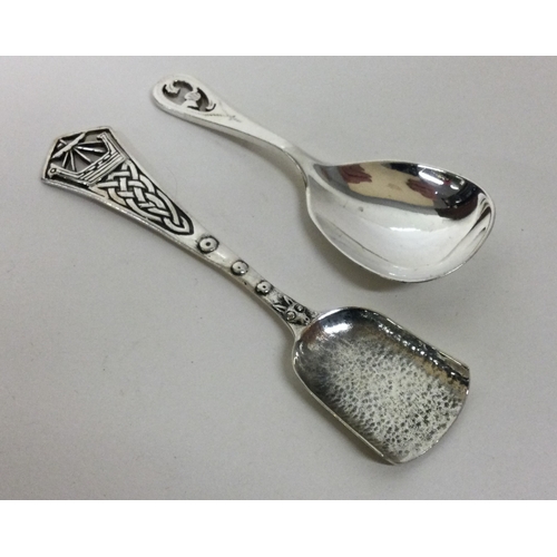 Two Scottish silver caddy spoons, one with Edinburgh silver hallmarks ...