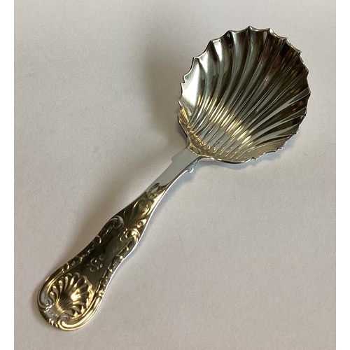 EDINBURGH: A large silver King's pattern caddy spoon with fluted bowl ...