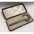A cased 19th Century French silver parasol handle with finely engraved ...