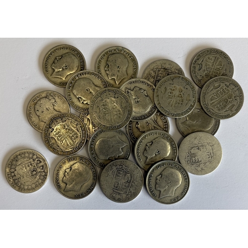 A collection of heavy pre 1947 silver coins. Approx. 287 grams. Est. £ ...