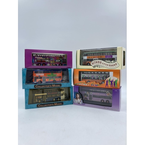 Six assorted boxed diecast model buses to include Corgi New World First ...