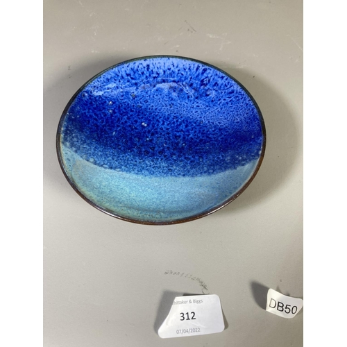 Three pieces of studio pottery to include Rupert Blamire blue glazed ...