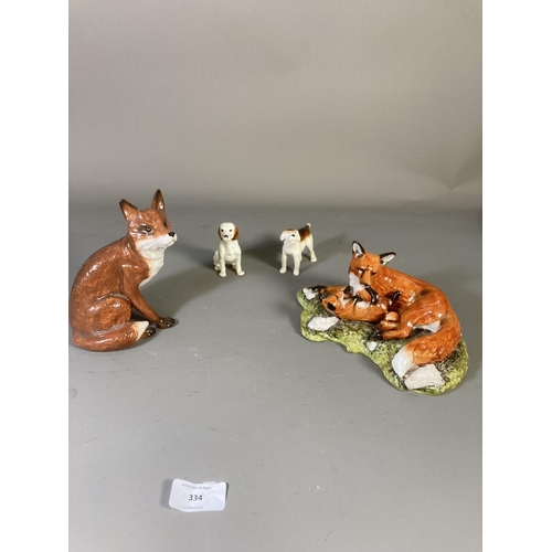 Seven assorted ceramic animal figurines to include Royal Stratford fox ...