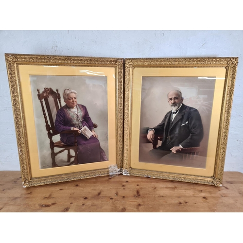 Two Victorian gilt framed portraits - approx. 80cm high x 66cm wide