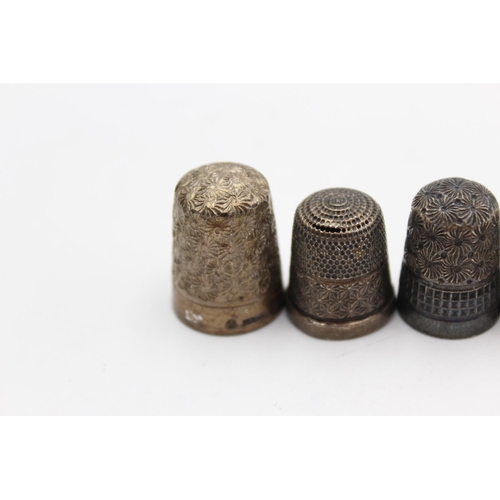 Five antique hallmarked .925 sterling silver thimbles - approx. gross ...