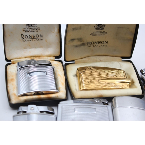 Ten assorted vintage Ronson cigarette lighters