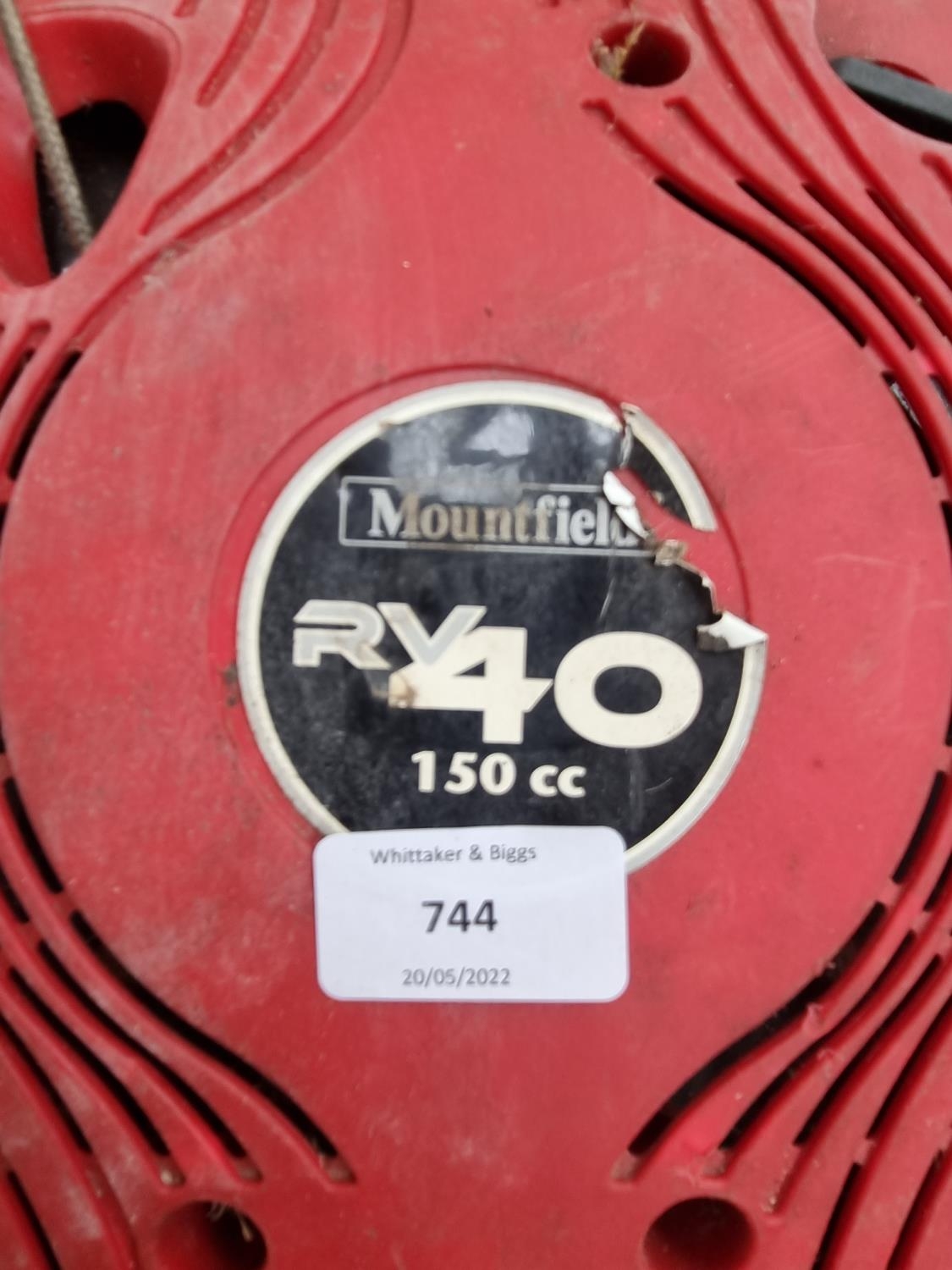 A Mountfield RV40 150cc petrol lawn mower with grass collector