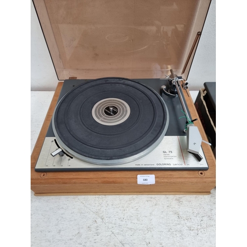 Two Goldring Lenco GL75 stereo transcription turntables, one with ...