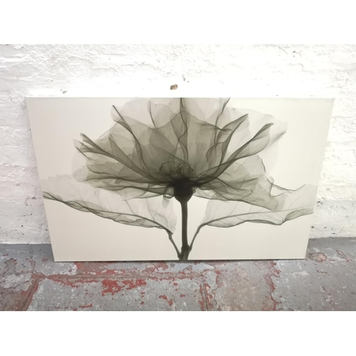 A modern floral photogram print on canvas - approx. 121cm wide x 75cm high