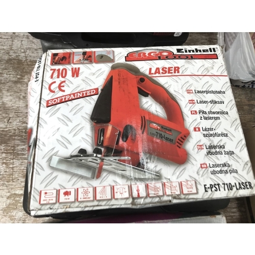 Five cased power tools to include Ergo 240v jigsaw, Exakt 240v ...
