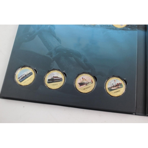 A Windsor Mint gold plated Ships of the World coin set in fitted folder