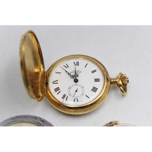 Four assorted hand wind pocket watches, two Sekonda, one Swiss Emperor ...
