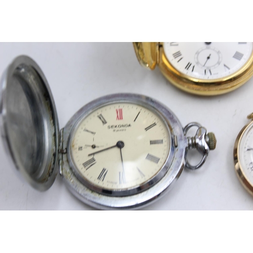 Four assorted hand wind pocket watches, two Sekonda, one Swiss Emperor ...