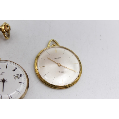 Four assorted hand wind pocket watches, two Sekonda, one Swiss Emperor ...