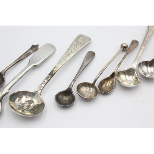 Eight antique hallmarked .925 sterling silver condiment spoons - approx ...