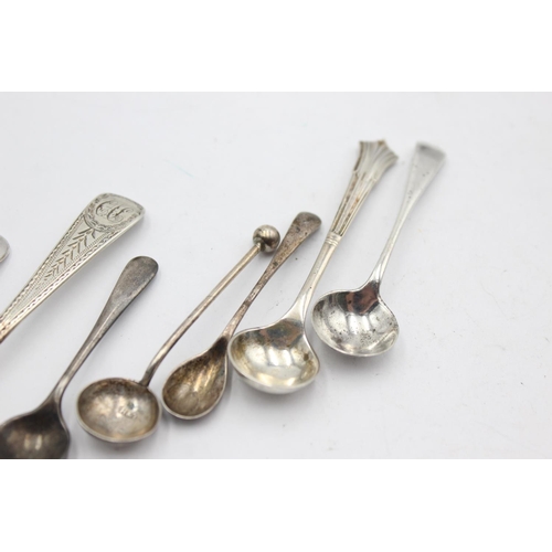 Eight antique hallmarked .925 sterling silver condiment spoons - approx ...