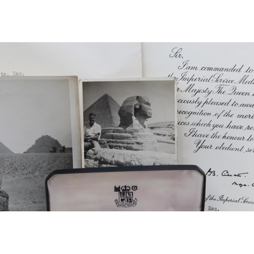 A boxed ER.II Imperial Service medal and certificate presented to Owen ...