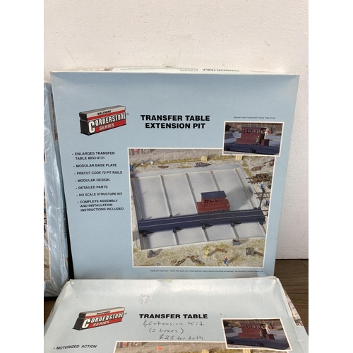 Four boxed Walthers Cornerstone Series transfer table kits
