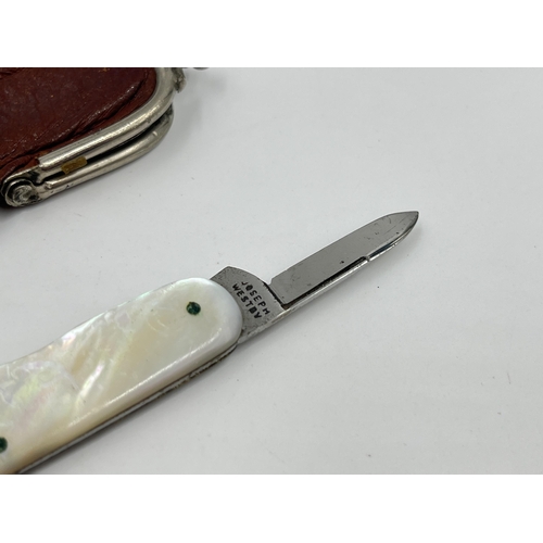 Two items, one Joseph Westby mother of pearl handled pocket knife with ...