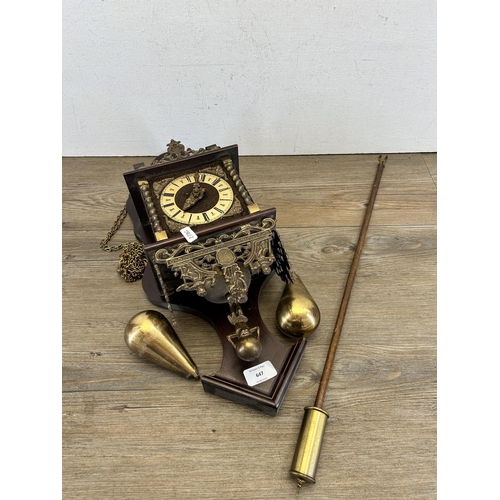 A mid 20th century Franz Hermle mahogany and gilt metal Dutch wall ...