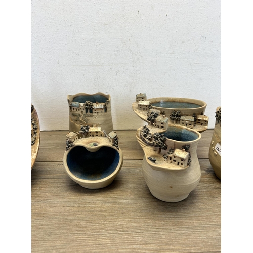 Six pieces of Pippa's Pottery unusual stoneware